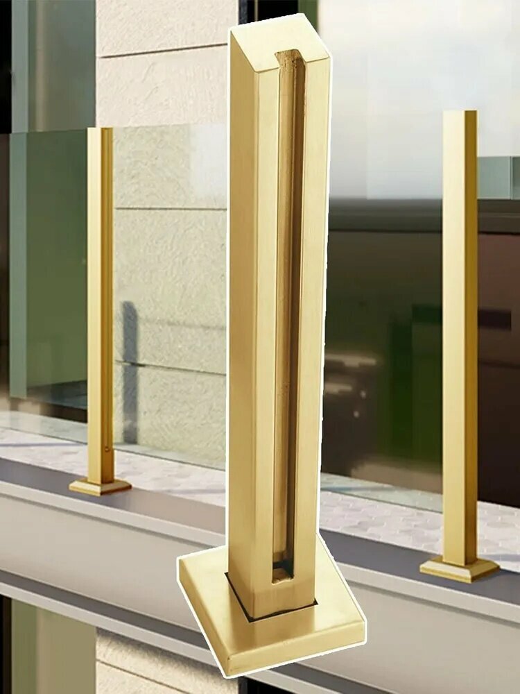 Стеклянные перила золотого квадрата для наружного балкона/террасы/внутреннего двора/палубы