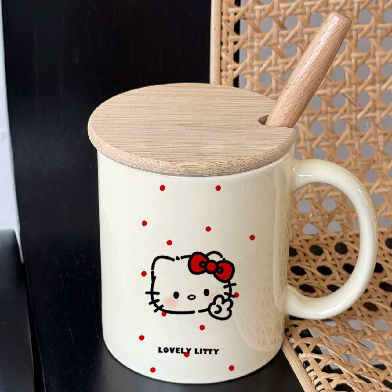 Кружка Pointy Kitty из нержавеющей стали с ложкой, вместимость 350 мл, портативная