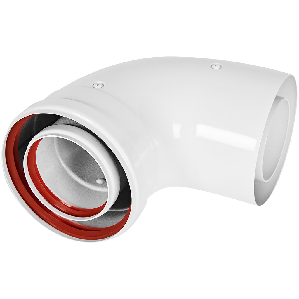 Отвод промежуточный 90° D = 80 х 125 мм. коаксиальный (мама/папа) ROMMER (RCA-8125-000090)