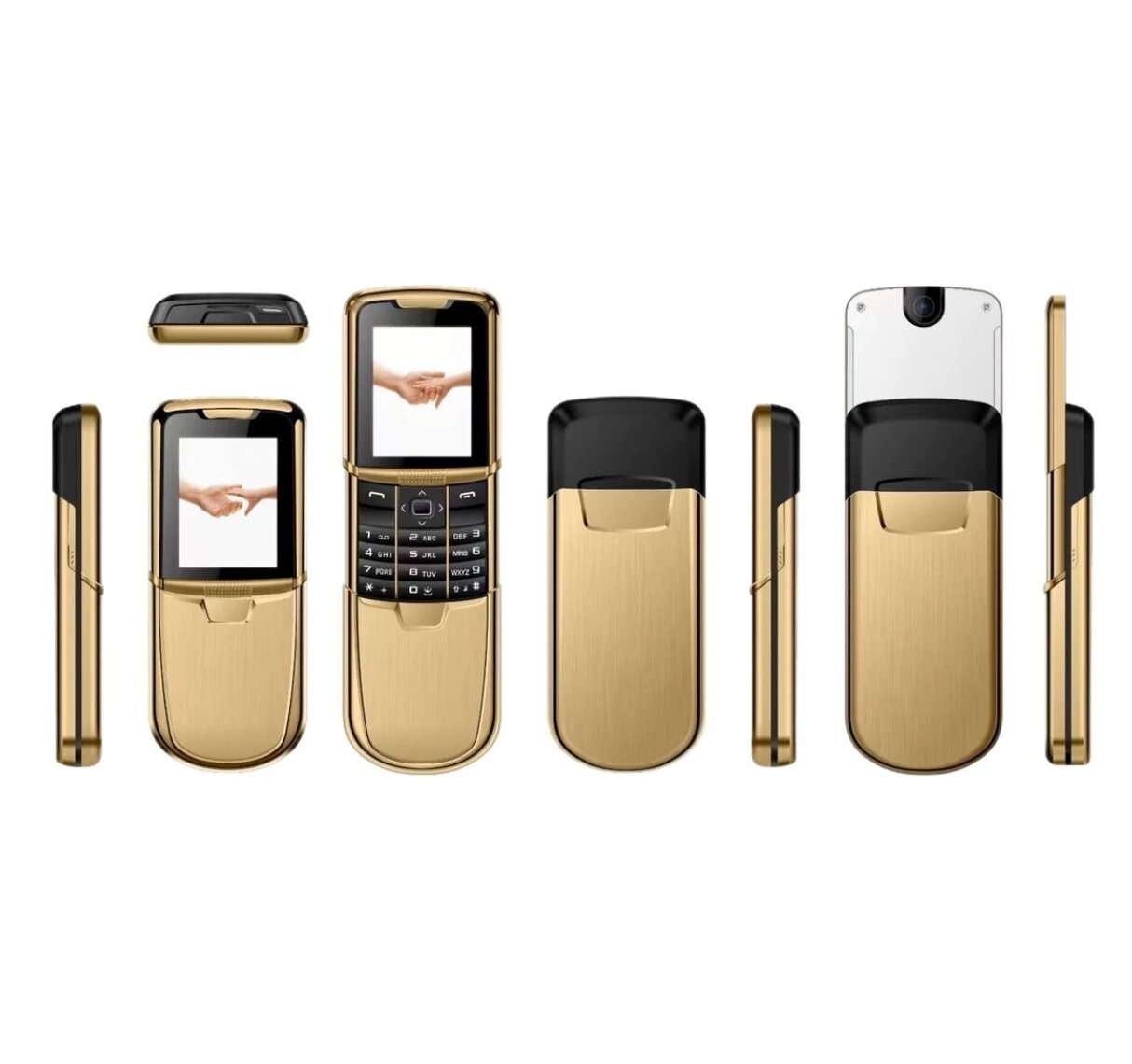 Телефон мобильный кнопочный 8800 Erdos золотой (Gold), в стильном металлическом корпусе, 2G