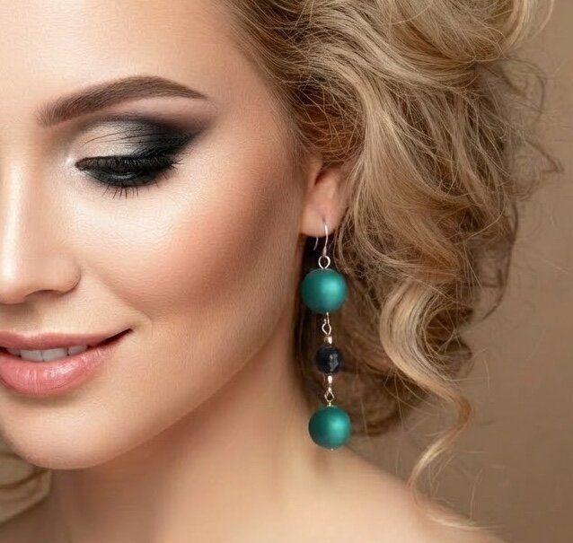 Серьги с подвесками, агат