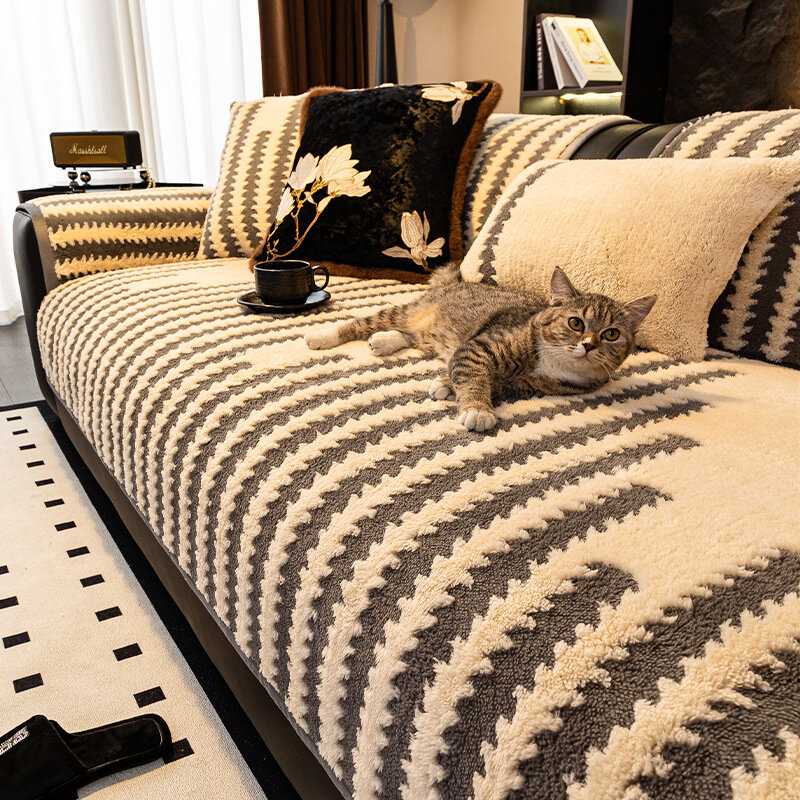 Премиум новая зимняя плюшевая подушка для дивана, осенне-зимняя легкая роскошь, высококачественная подушка для сиденья, фиксированная нескользящая накидка на диван