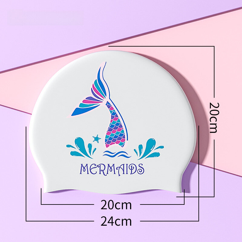 Плавательный капюшон силиконовый женский водонепроницаемый для длинных волос специальный большой размер не стесняющий хвост рыбы защита ушей (Белый) фабрика напрямую