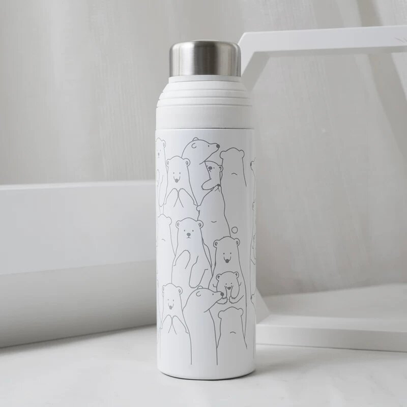 Корейский стиль, простой и свежий термос для студенток, милый мультяшный креативный портативный стакан из нержавеющей