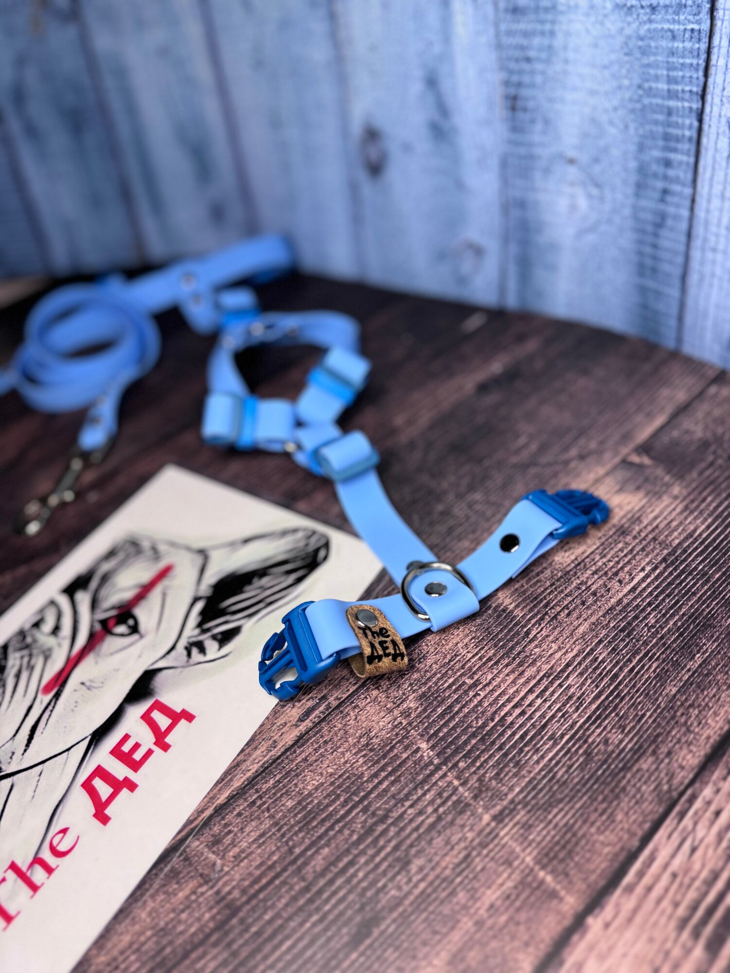 Шлейка из биотана, для маленьких и средних пород собак, анатомическая, голубая, размер XS