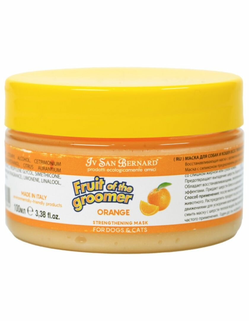 Маска для кошек и собак ISB Fruit of the Groomer Orange со слабой, выпадающей шерстью, восстанавливающая 100 мл