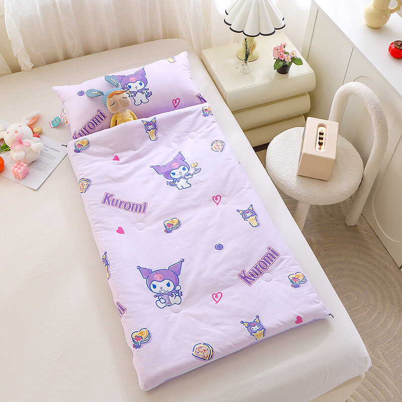 Детский спальный мешок из 100% хлопка с мультяшным принтом Sanrio, анти-ударное одеяло, чистый хлопок, весна и осень, четыре сезона, интегрированный спальный мешок для детского сада