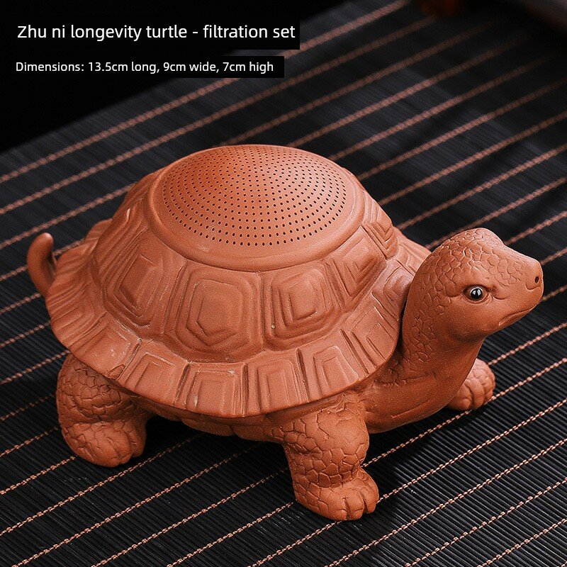 Чайный фильтр из фиолетовой глины в виде черепахи, керамический фильтр для чая, интегрированный в чайный набор для