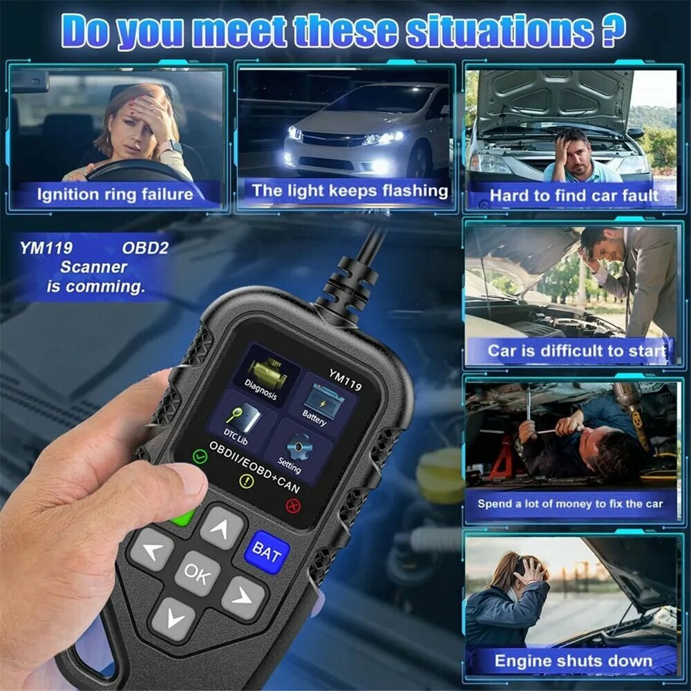 (T O Q G) YM119 OBDII Сканер Диагностический Инструмент OBD2 Код Читателя