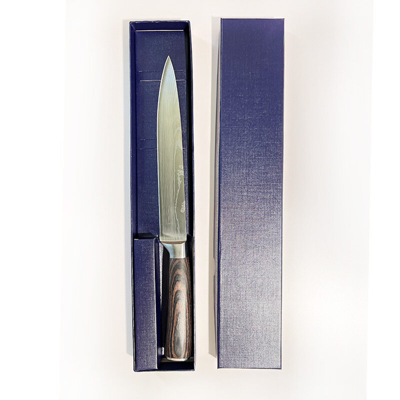 Набор ножей с дамасским узором, стальные ножи с цветной деревянной ручкой, лазерный узор, поварской нож, фруктовый нож, кухонные ножи для дома