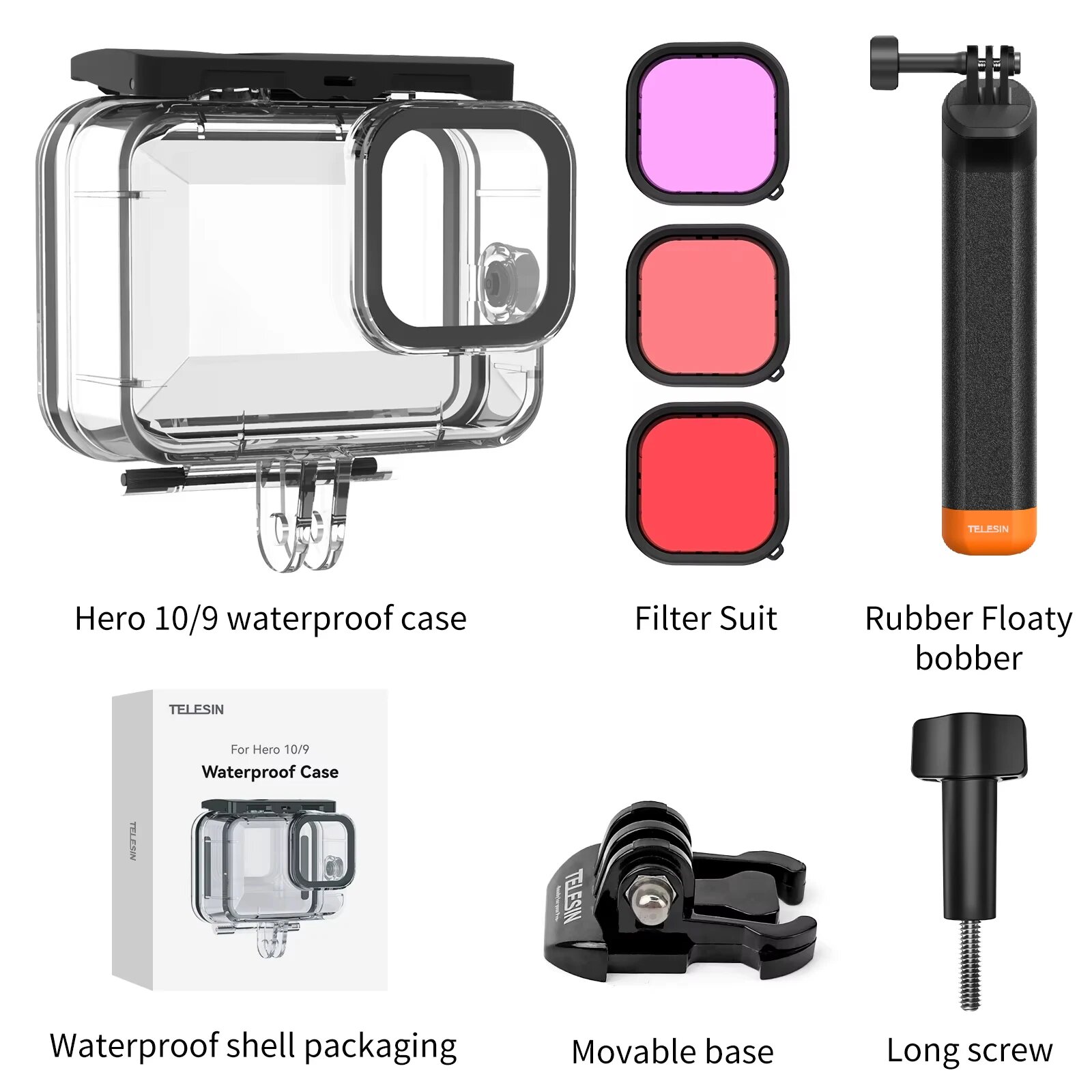 Водонепроницаемый чехол TELESIN GP-WTP-901 для GoPro Hero 9-13 Buoyancy bar set