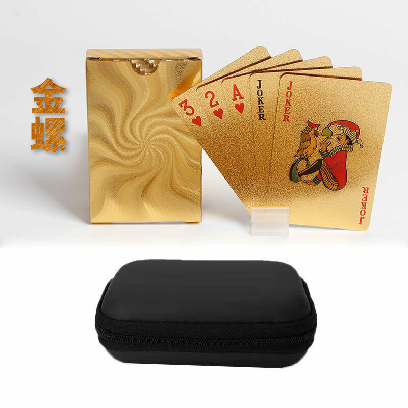 Золотые покерные карты, моющиеся, долговечные, золотая фольга, подарок для покера, пластиковые PVC, бридж, маджонг, внешняя торговля
