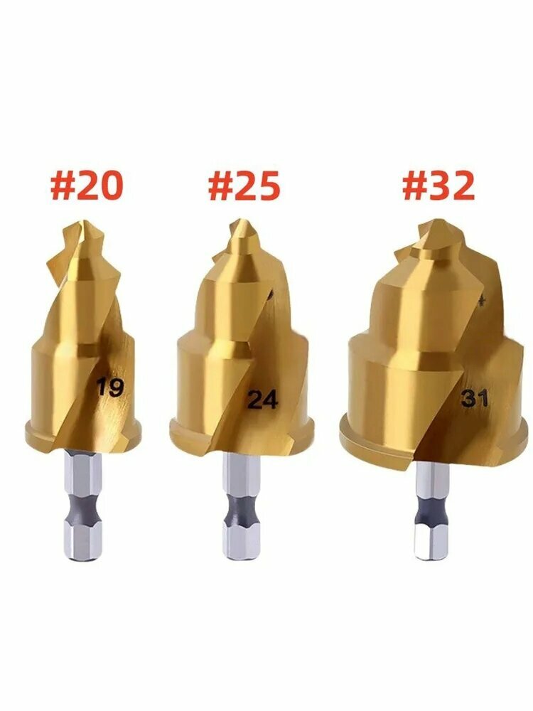 3 шт, подъемное спиральное сверло из PPR, инструмент для соединения водопроводных труб с шестигранным хвостовиком 20/25/32 мм