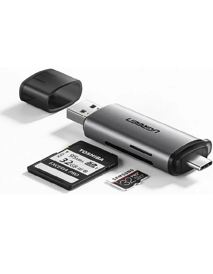 Карт-ридер UGreen 50706 USB-C + USB-A 3.0 для карт памяти TF/SD