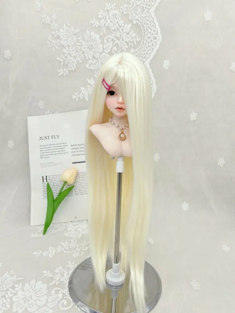 Кукольный парик, подходит для куклы BJD 1/4, размер головы 18-19.5 см, Белое золото