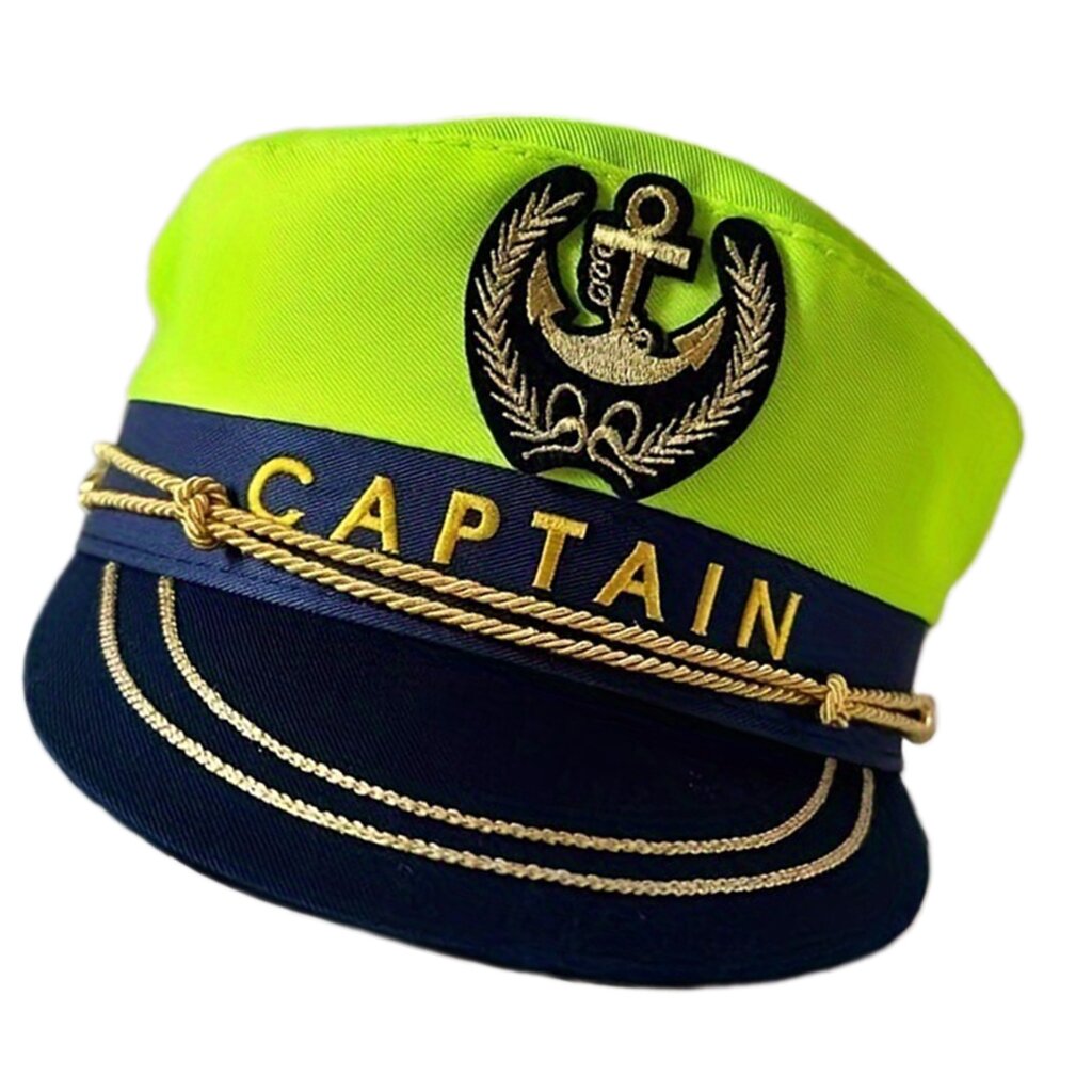Темно-синяя шляпа, плоский цилиндр, капитанская фуражка-светло-зеленый