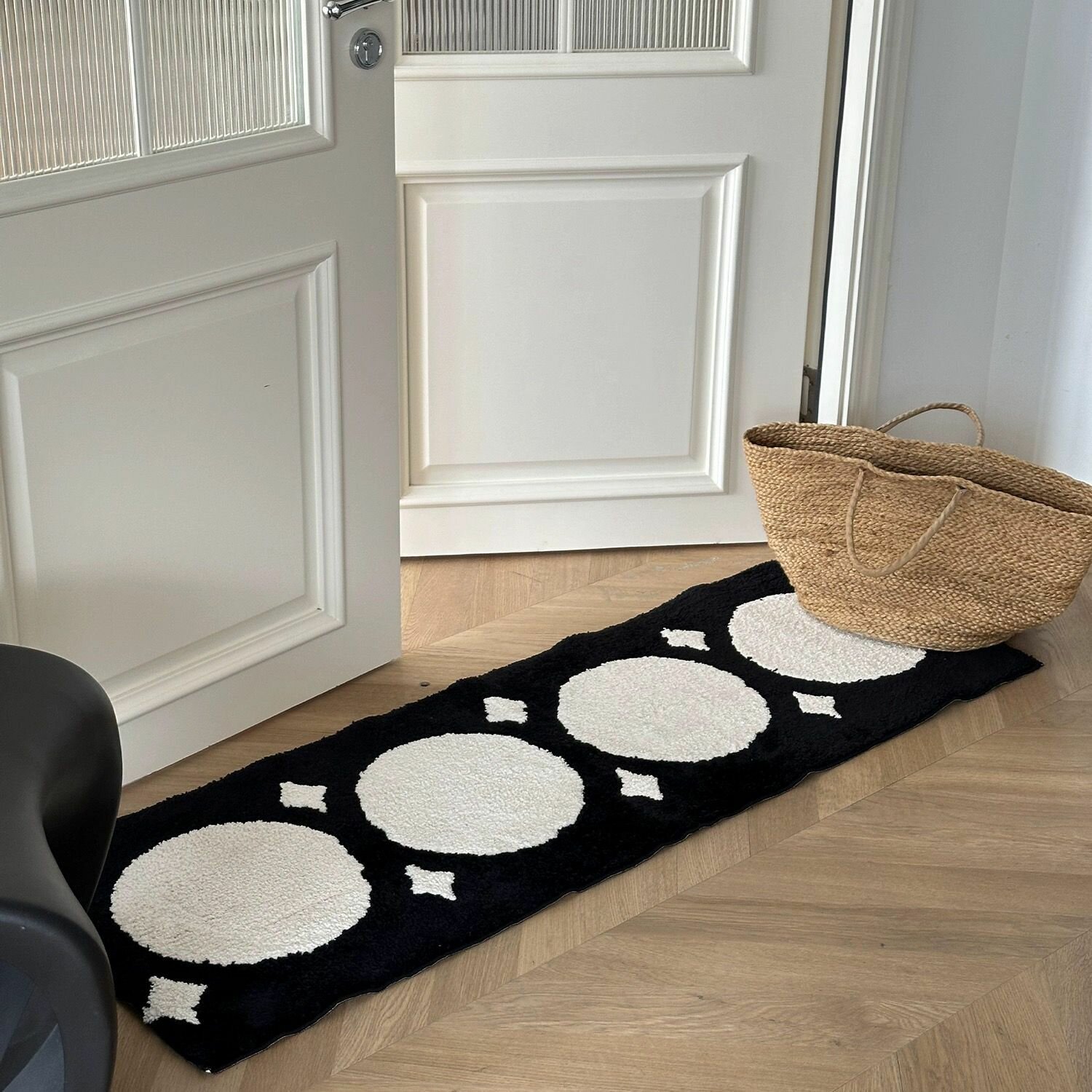 Прикроватный коврик в корейском стиле с изображением звезд и луны, нескользящий, украшение для ванной комнаты, ворсистый коврик для ног.