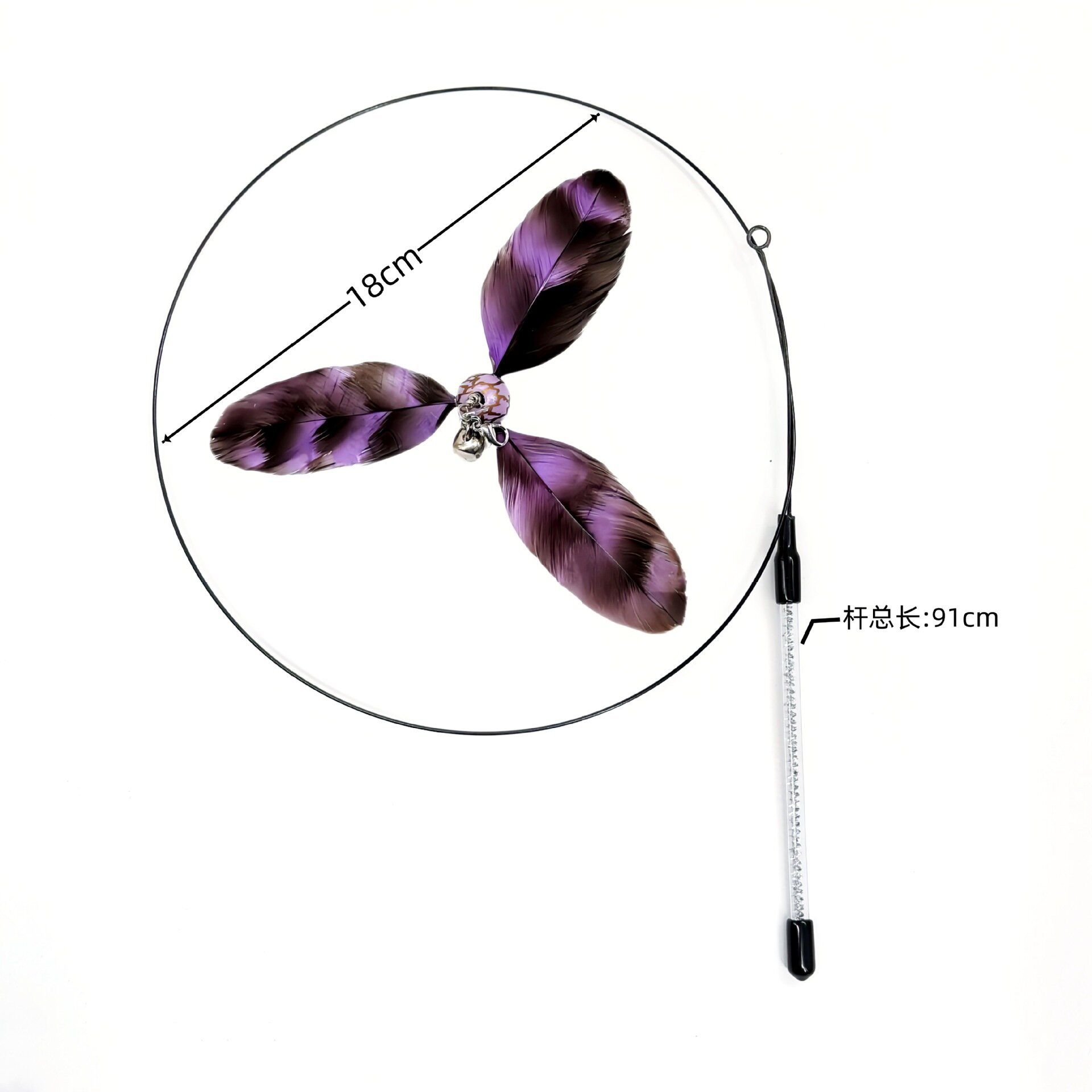 Натуральное перо, длинная стальная проволока, новый вращающийся ветряк, игрушка для кошек, интерактивная палочка с колокольчиком, замена головы, стиль рыбалки