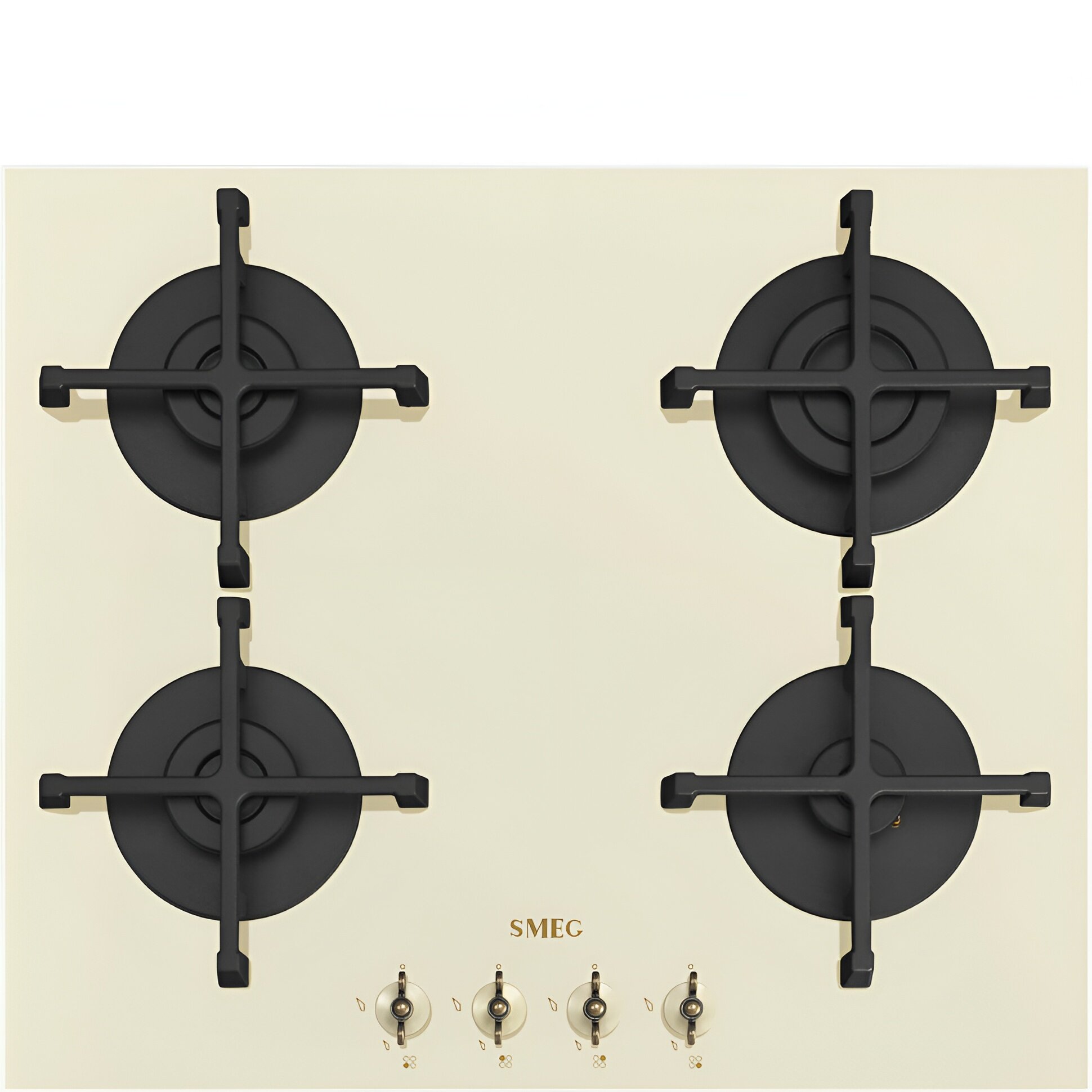 Газовая варочная панель Smeg PV864PO, 60х51 см, цвет молочный, утапливаемые поворотные переключатели