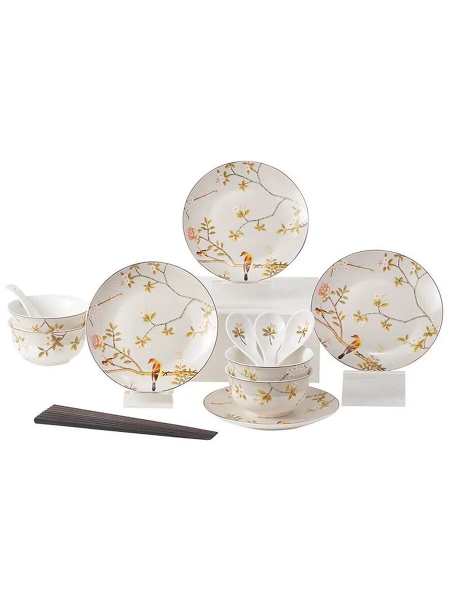 Набор посуды Diverse House 16 предметов, керамика, золото