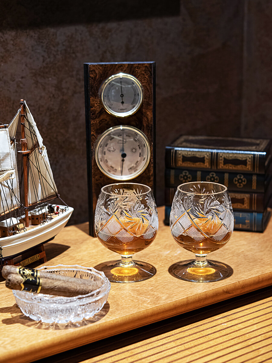 Хрустальные бокалы для коньяка, виски, бренди 200 мл, набор фужеров 2 шт, Неман