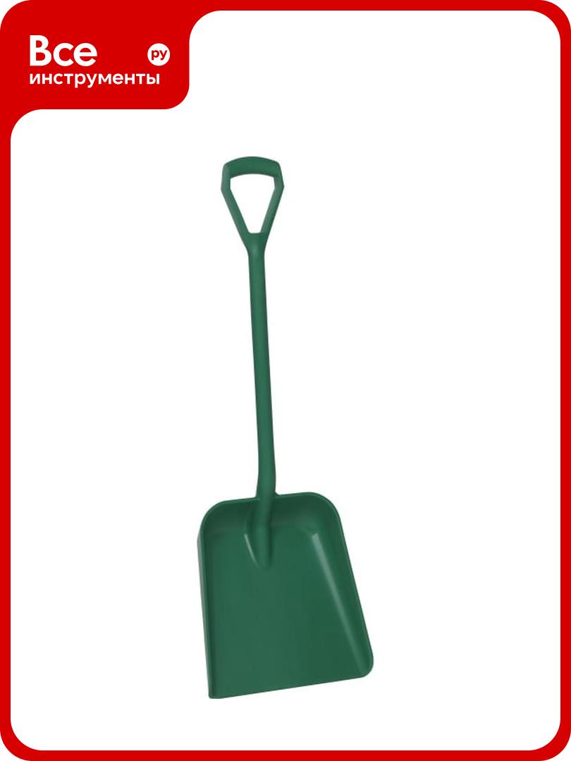 Лопата Vikan 1035 мм, зеленая 56232, совковая профессиональная, пластиковый черенок и корпус, нескладная конструкция
