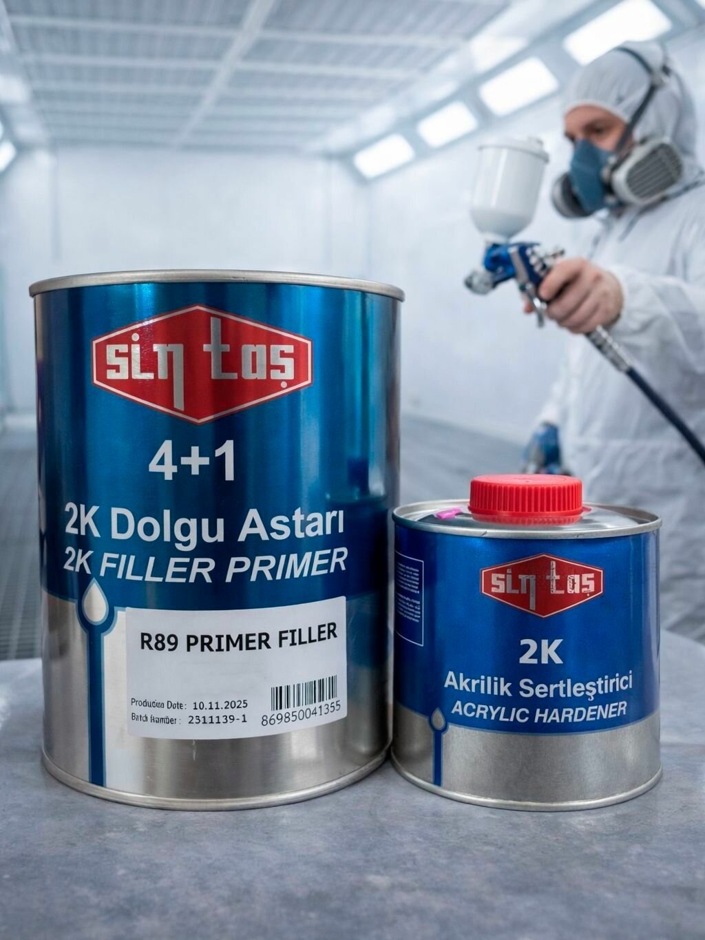 2К Грунт-наполнитель SINTAS PU R89 антикоррозионный (белый) 1л+0,25л