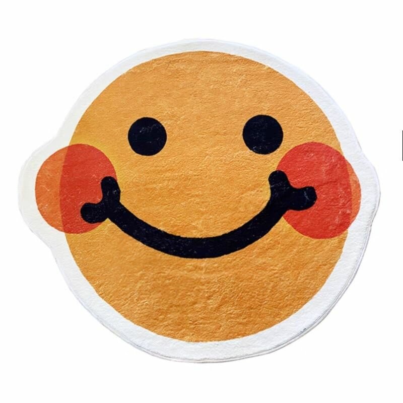 Круглый коврик с подсолнухом и смайликом в стиле ins, милый, для спальни, прикроватный, для гостиной, нескользящий, под вращающееся кресло, кофейный столик, напольный коврик.