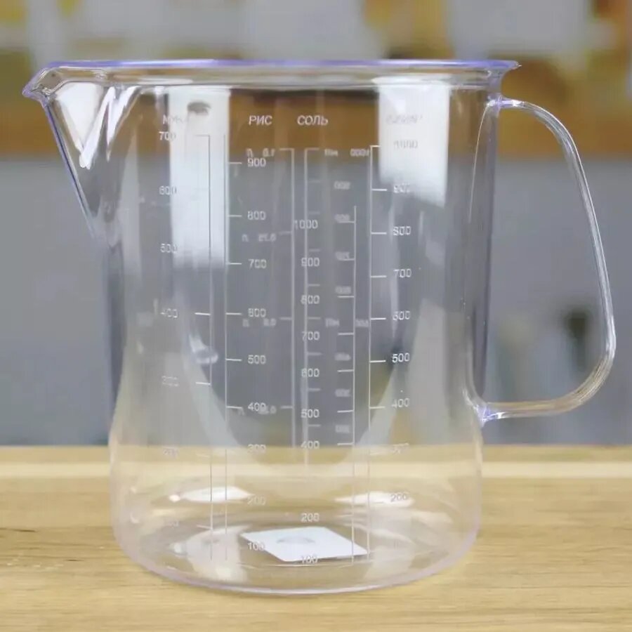 Кружка мерная , 1лМерный стаканчик для пищевых продуктов из утолщенного акрила