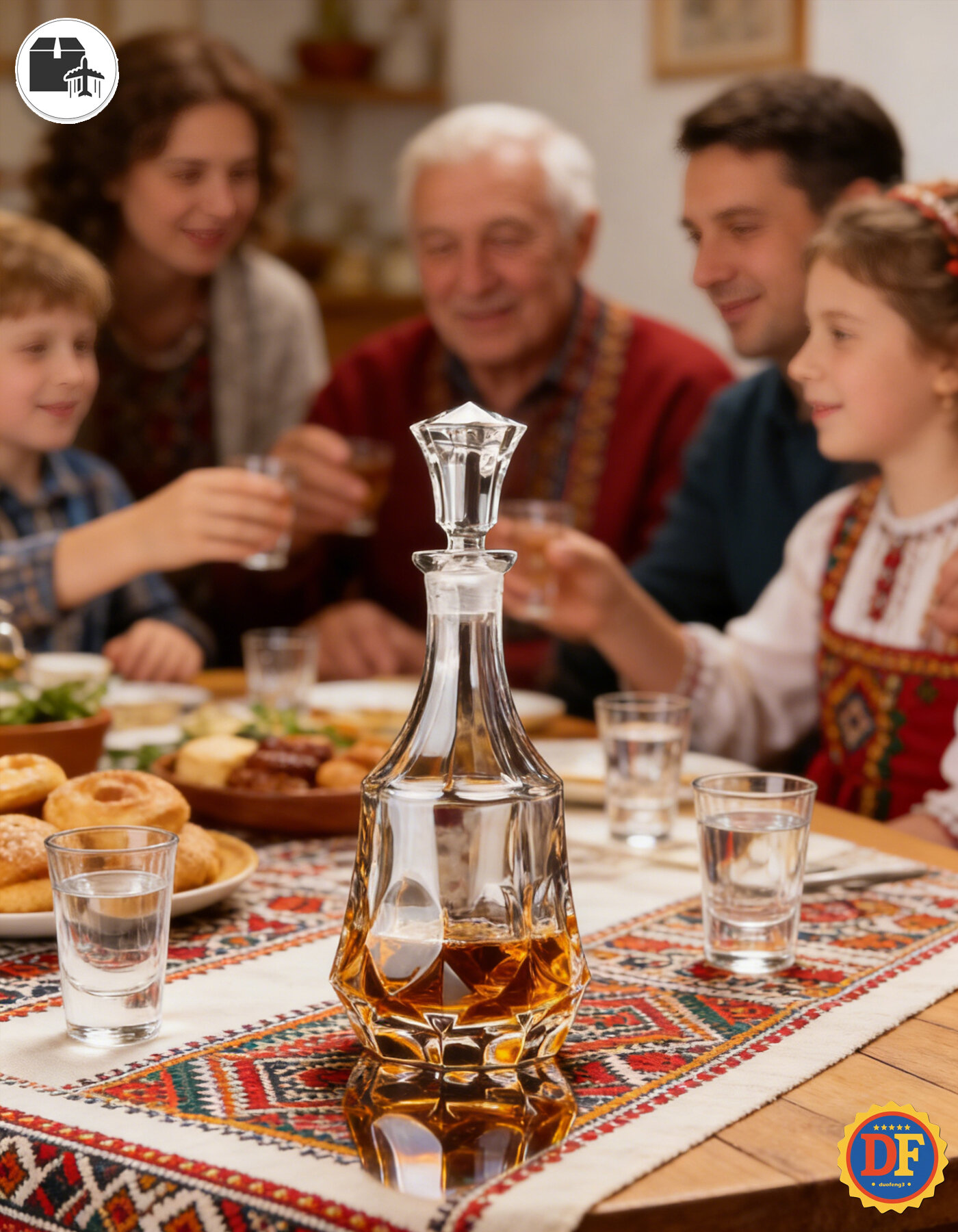 Хрустальный графин с крышкой для водки, алкогольных напитков, без ручки, 0,7 л. высота 33см диаметр 6см, 0,8л