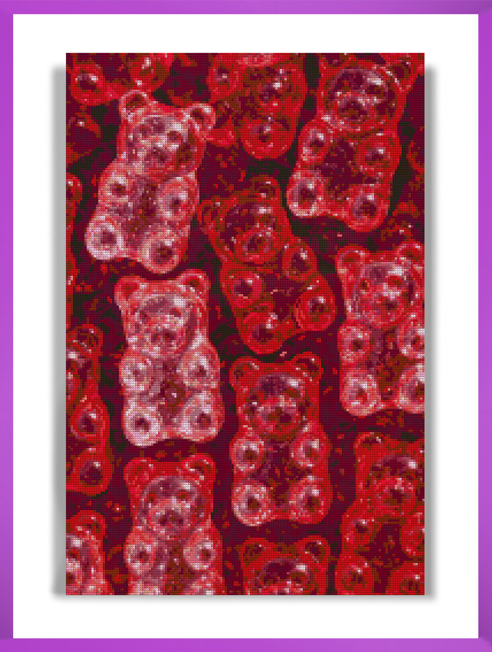 Алмазная мозаика на подрамнике - вышивка - Мармеладные мишки 40 х 60 см