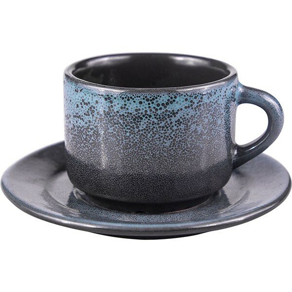 Кофейная пара «Млечный путь изумрудный», фарфор, 80 мл, см, изумрудный, черный (Борисовская Керамика)
