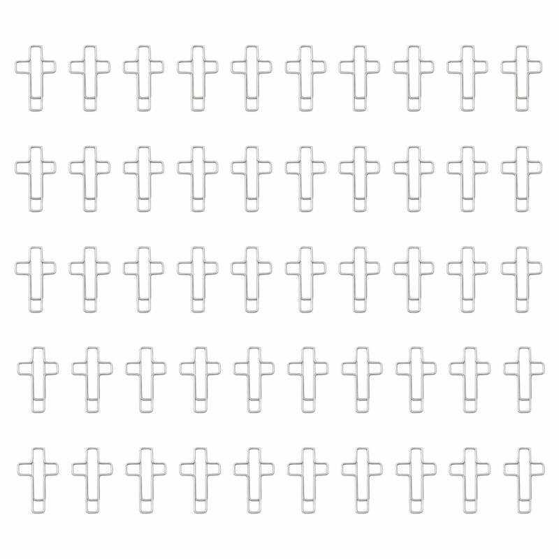 50 шт. Маленькие закладки в форме креста, скрепки для офиса, серебро