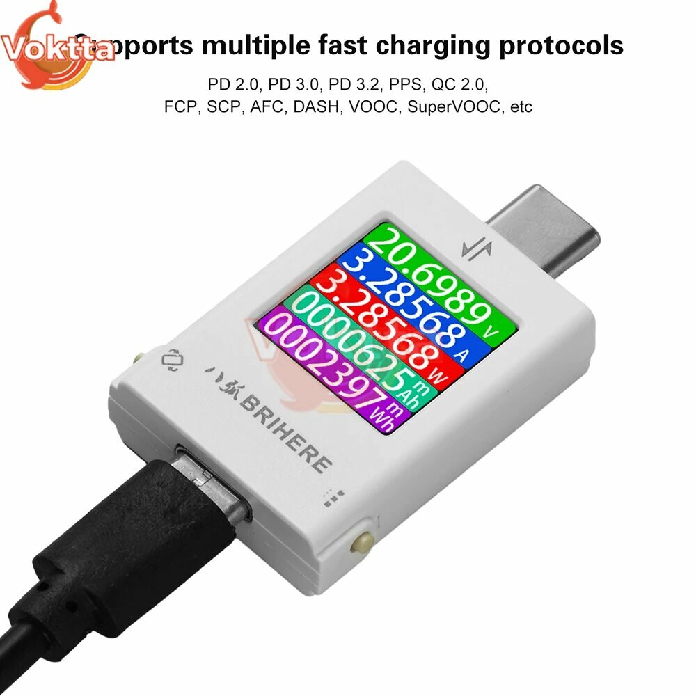 Белый тестер напряжения тока USB Type C Gaqqee Model: B10 0-12A — фото 1