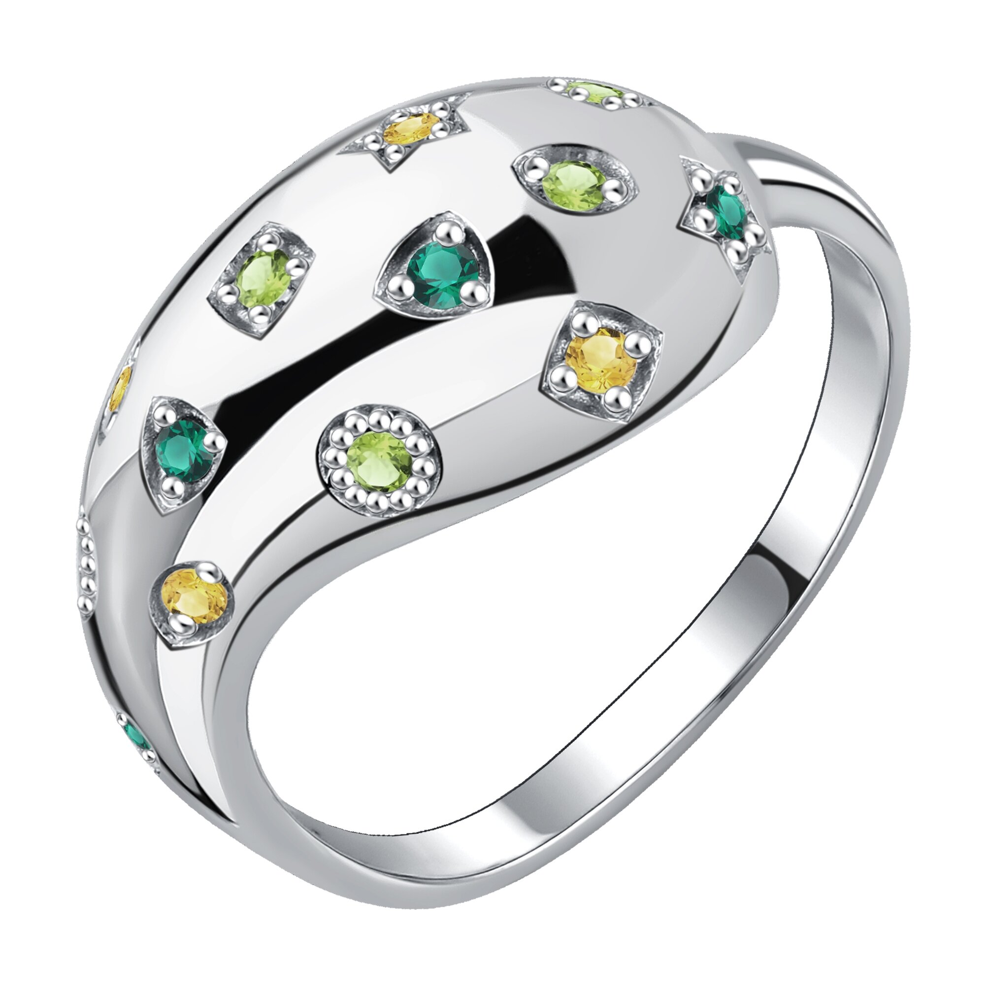 Кольцо, серебро, 925 проба, родирование, фианит