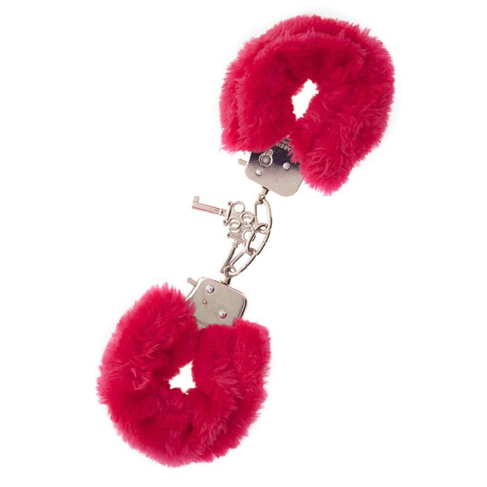 Металлические наручники с красной меховой опушкой "METAL HANDCUFF WITH PLUSH RED"