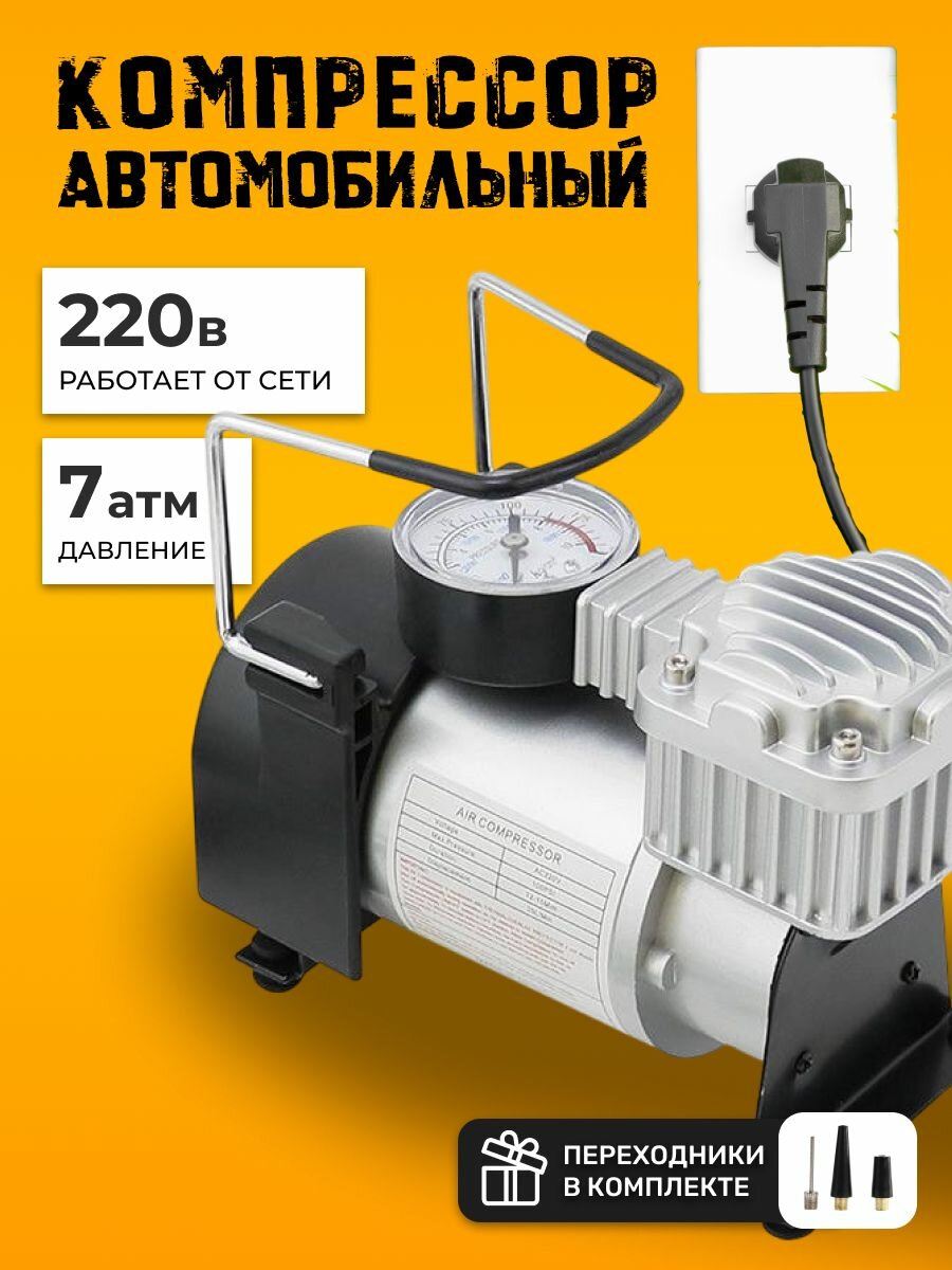 Компрессор автомобильный воздушный 220В 35 л/мин