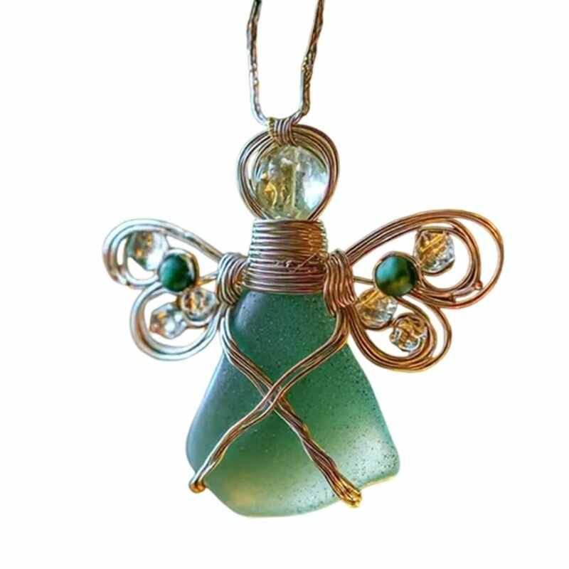 Подвеска В Виде Ангела Из Морского Стекла-Зеленый