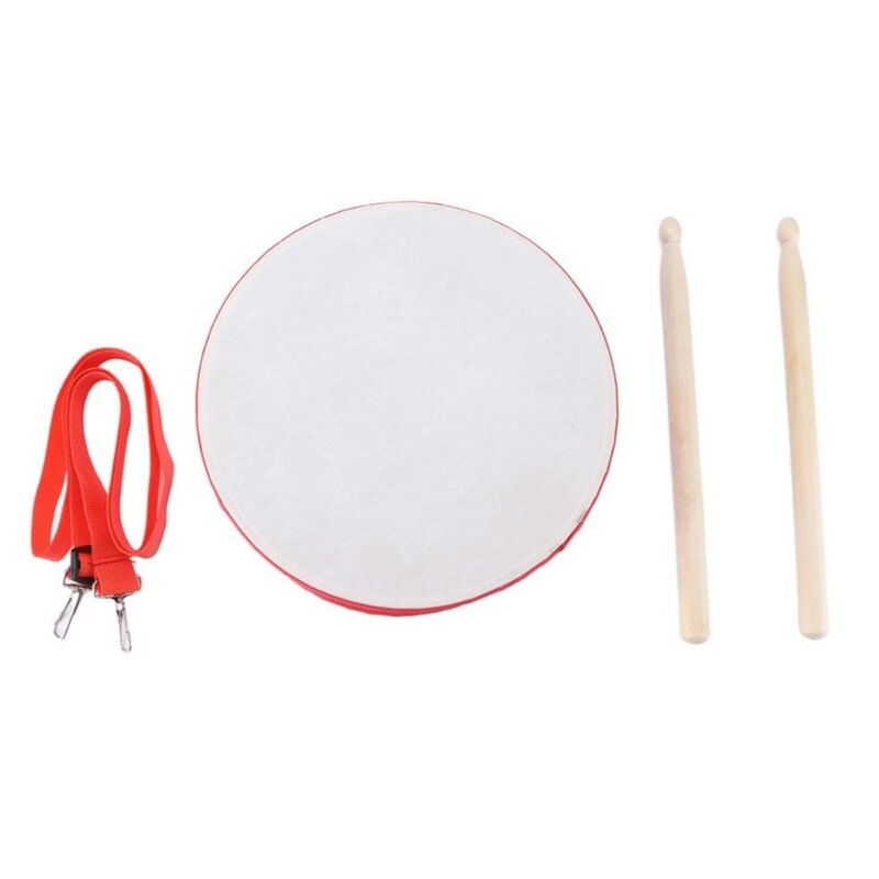 Детская Барабанная Игрушка, Двусторонняя Деревянная Барабанная Установка с Плечевым Ремнем и Барабанной Палочкой Музыкальный Инструмент Игрушка Детский Барабанный Подарок