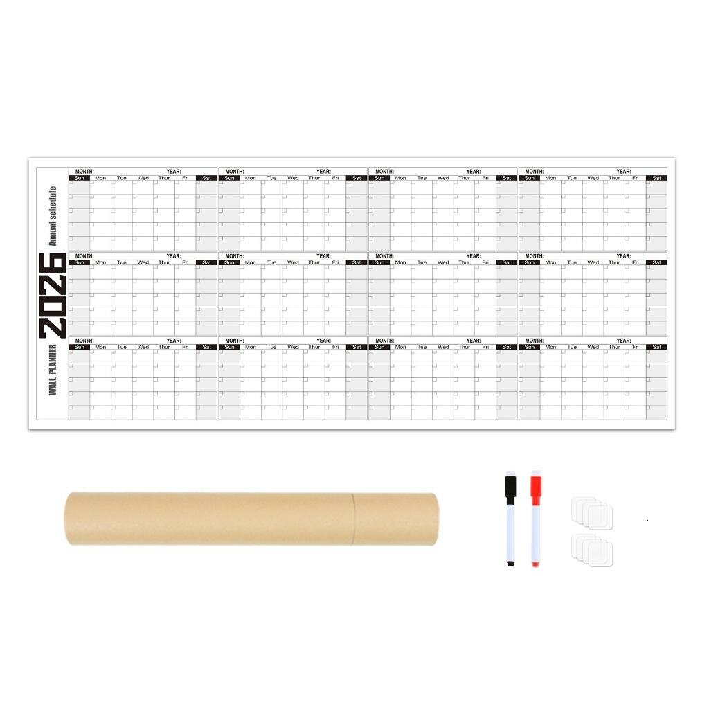 Настенный ежегодный календарь-планировщик, Черный