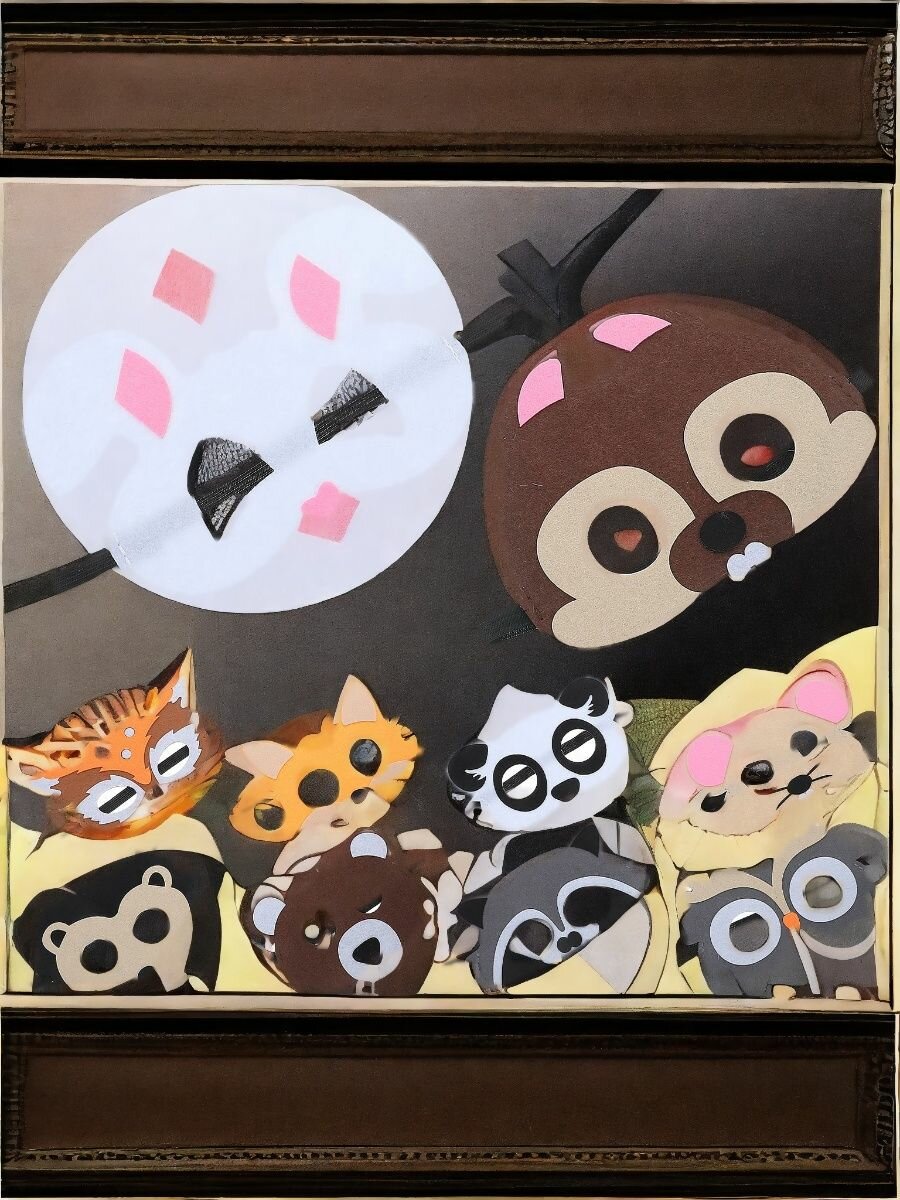 Маски для детей из фетра в ассортименте лесных животных, для тематических мероприятий, 10 штук, 20,00 12,00 0,30 см