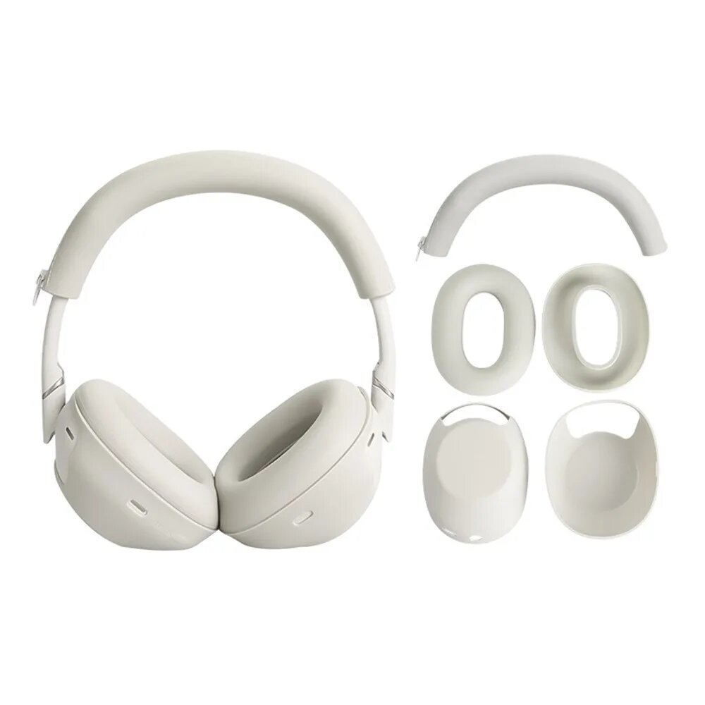 Силиконовый чехол для наушников Sony WH-1000XM6, защитный мягкий аксессуар светло-серого цвета, идеально подходит для за