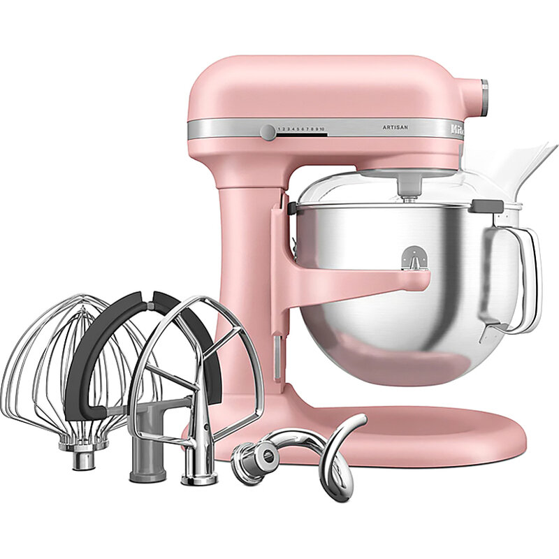Миксер KitchenAid 5KSM70SHXEDR, планетарный, 6.6 л, нержавеющая сталь, 11 скоростей Розовый