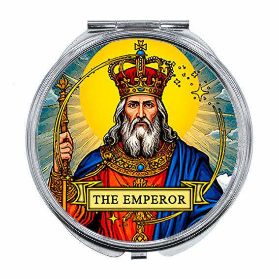 Складное зеркало круглое Tarot - The Emperor император (размер 7,5*7,2 см.), 1 шт.