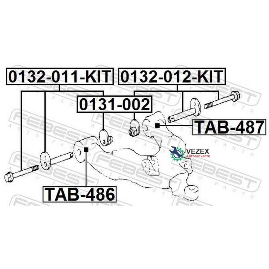 FEBEST 0132-011-KIT втулка С эксцентриком ремкомплект (комплект) 0132-011-KIT