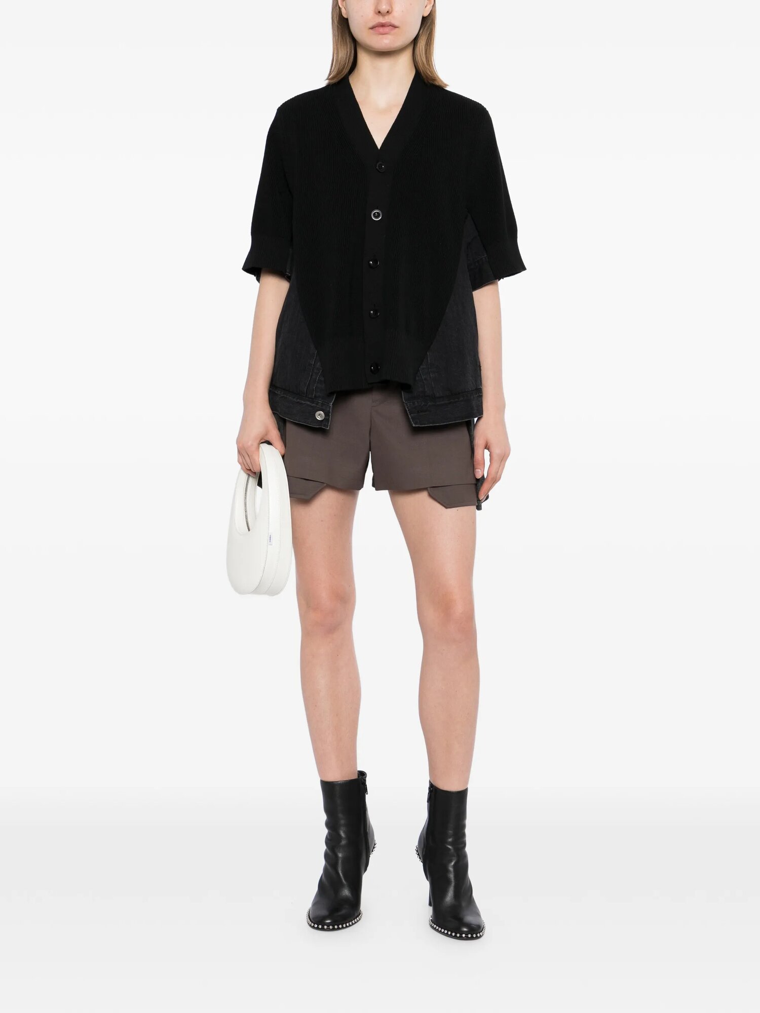 Шорты Sacai Hybrid denim-panel shorts, размер 44 — фото 1