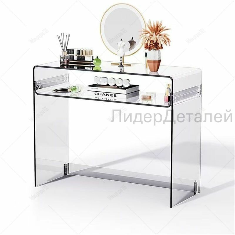 Акриловый консольный столик 80×75×40 см — прозрачный туалетный/дамский столик для спальни, прихожей, гостиной Mlike