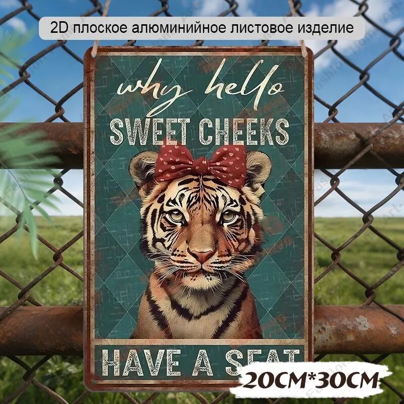 Алюминиевая декоративная доска, Украшение с рисунком кошки,20x30 см, Алюминиевый водонепроницаемый