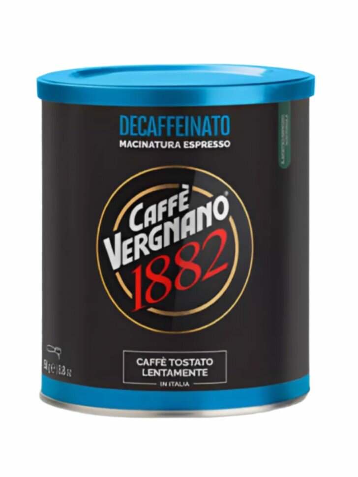 Кофе молотый без кофеина Caffe Vergnano 1882 Decaffeinato (Италия) 250 гр.
