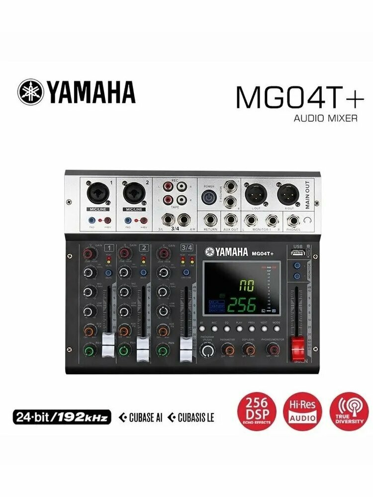Yamaha MG04T + MIXER 4 - канальный аудиомикшер, 48V Phantom Power, выключатель затухания PAD, домашний, музыкальный